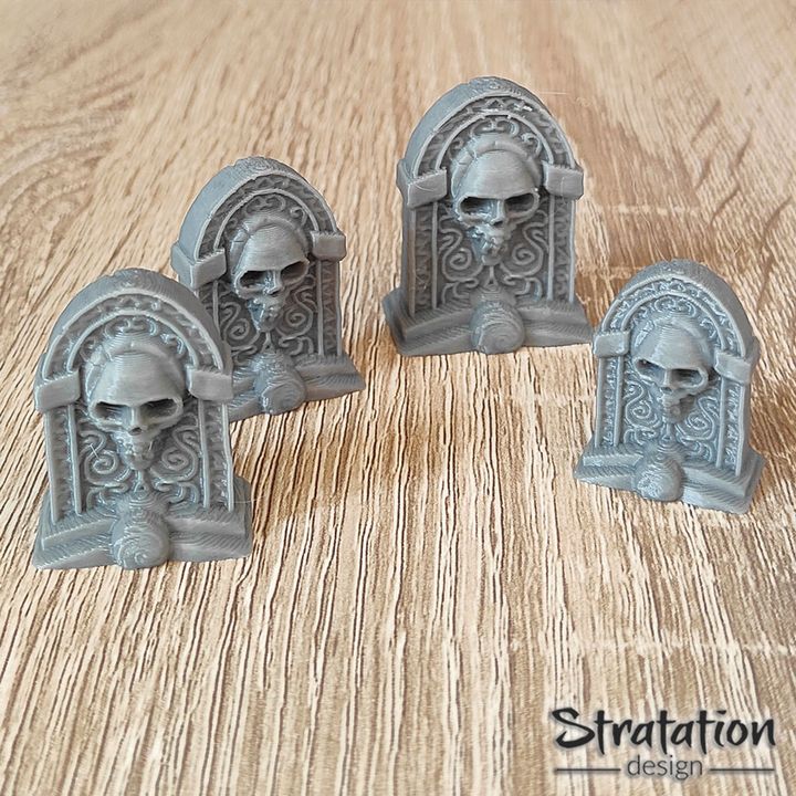 3D Printable Deathmark Halloween Gravestone by Stratation Design