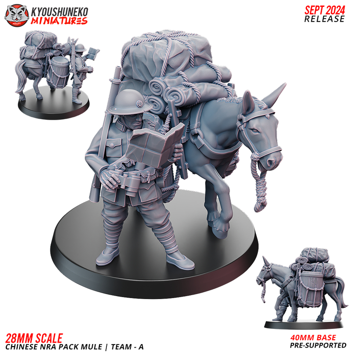 3D Printable Chinese NRA Pack Mule | Team A ww2 by Kyoushuneko Miniatures