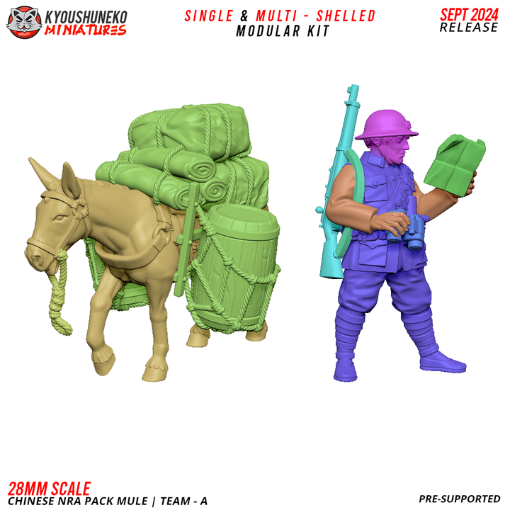 3D Printable Chinese NRA Pack Mule | Team A ww2 by Kyoushuneko Miniatures
