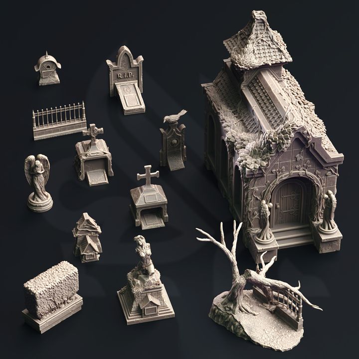 3D Printable Cemetery of the Damned - Terrain Set by DM Stash
