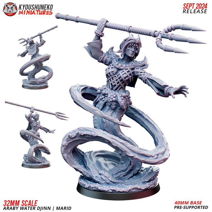 3D Printable Araby Water Djinn | Marid by Kyoushuneko Miniatures
