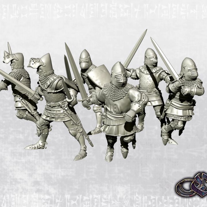 3D Printable English Knights on foot with sword - 14th Century - 2024 ...