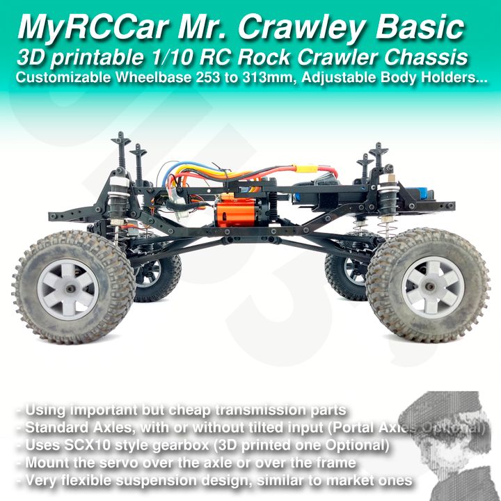 3D Printable MyRCCar Mr. Crawley Basic. 1/10 RC Rock Crawler Chassis ...