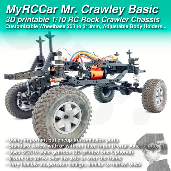 3D Printable MyRCCar Mr. Crawley Basic. 1/10 RC Rock Crawler Chassis ...