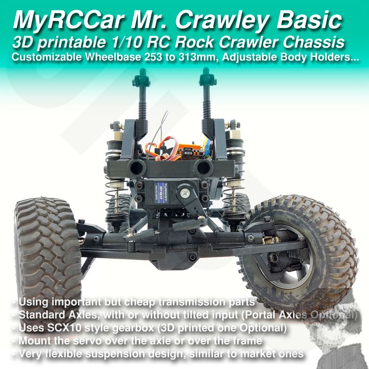 3D Printable MyRCCar Mr. Crawley Basic. 1/10 RC Rock Crawler Chassis ...