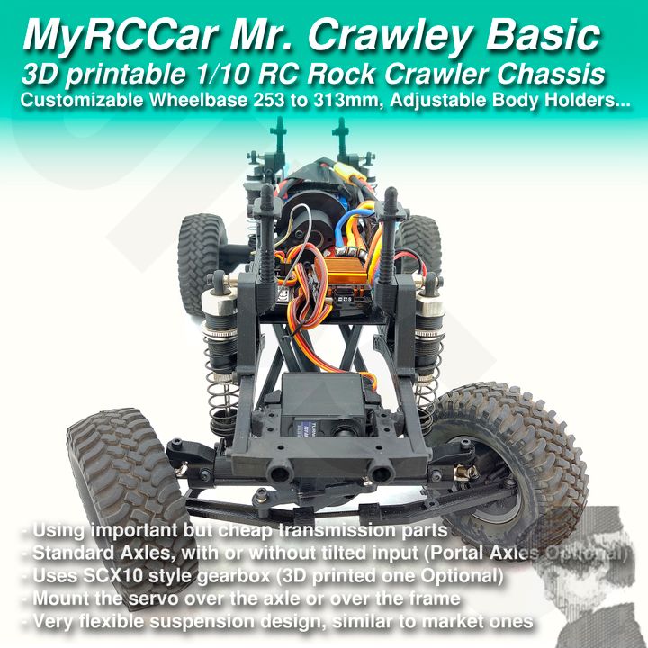3D Printable MyRCCar Mr. Crawley Basic. 1/10 RC Rock Crawler Chassis ...