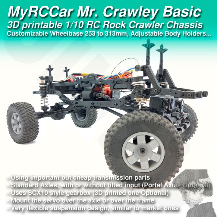 3D Printable MyRCCar Mr. Crawley Basic. 1/10 RC Rock Crawler Chassis ...