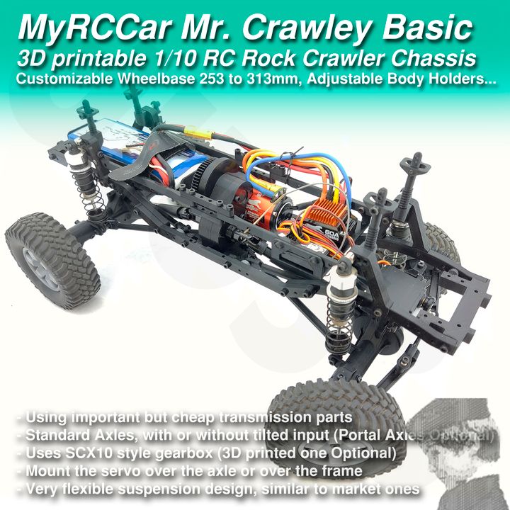 3D Printable MyRCCar Mr. Crawley Basic. 1/10 RC Rock Crawler Chassis ...