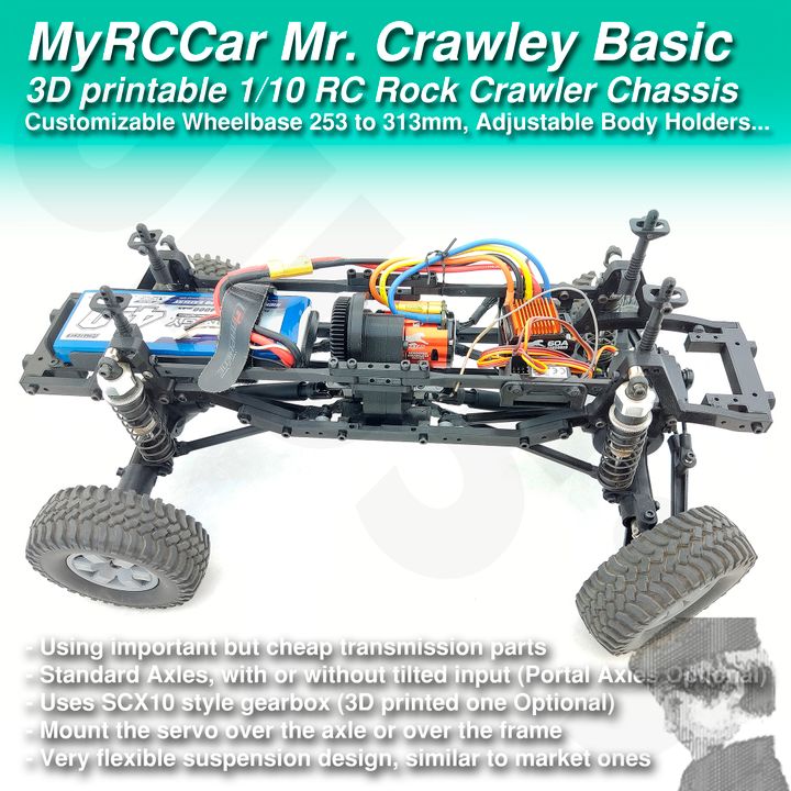 3D Printable MyRCCar Mr. Crawley Basic. 1/10 RC Rock Crawler Chassis ...