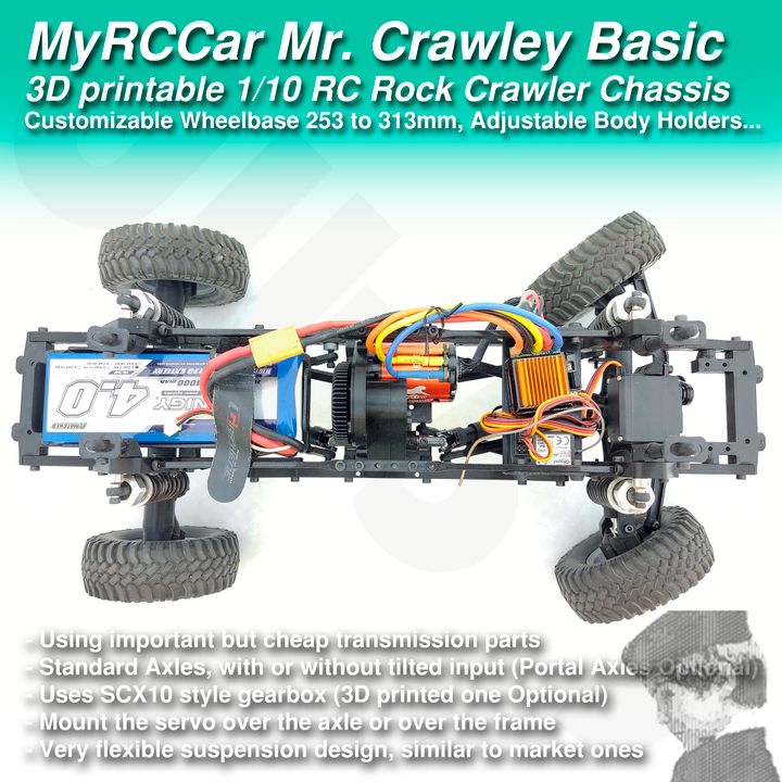 3D Printable MyRCCar Mr. Crawley Basic. 1/10 RC Rock Crawler Chassis ...