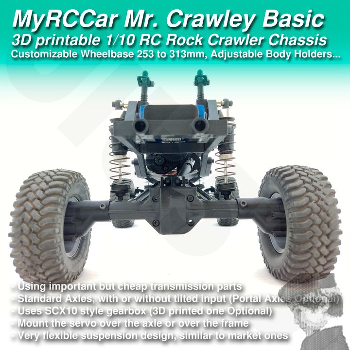 3D Printable MyRCCar Mr. Crawley Basic. 1/10 RC Rock Crawler Chassis ...
