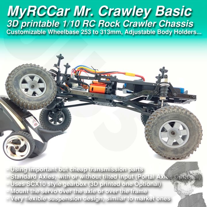 3D Printable MyRCCar Mr. Crawley Basic. 1/10 RC Rock Crawler Chassis ...
