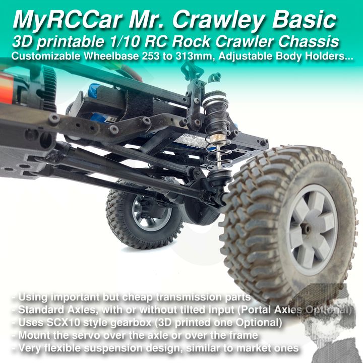 3D Printable MyRCCar Mr. Crawley Basic. 1/10 RC Rock Crawler Chassis ...