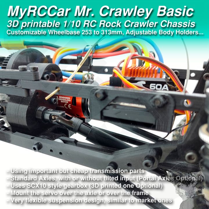 3D Printable MyRCCar Mr. Crawley Basic. 1/10 RC Rock Crawler Chassis ...