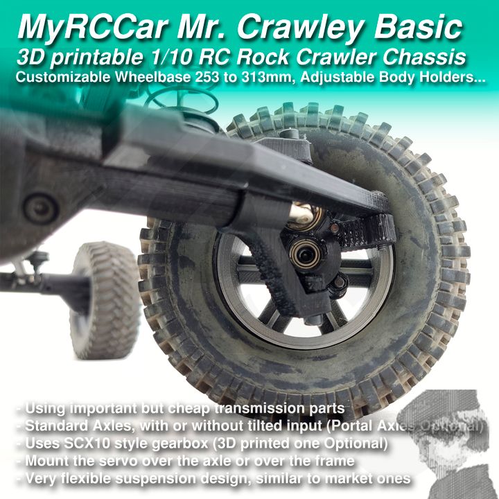 3D Printable MyRCCar Mr. Crawley Basic. 1/10 RC Rock Crawler Chassis ...