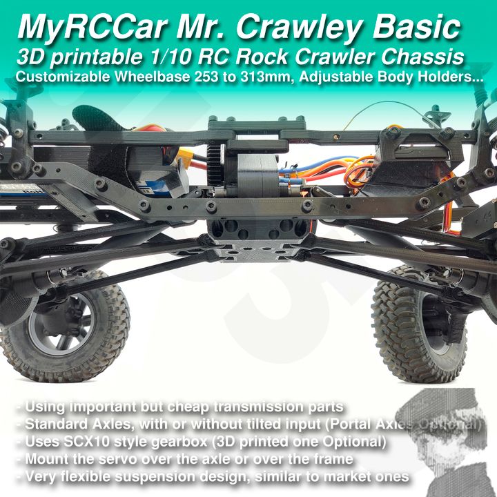 3D Printable MyRCCar Mr. Crawley Basic. 1/10 RC Rock Crawler Chassis ...