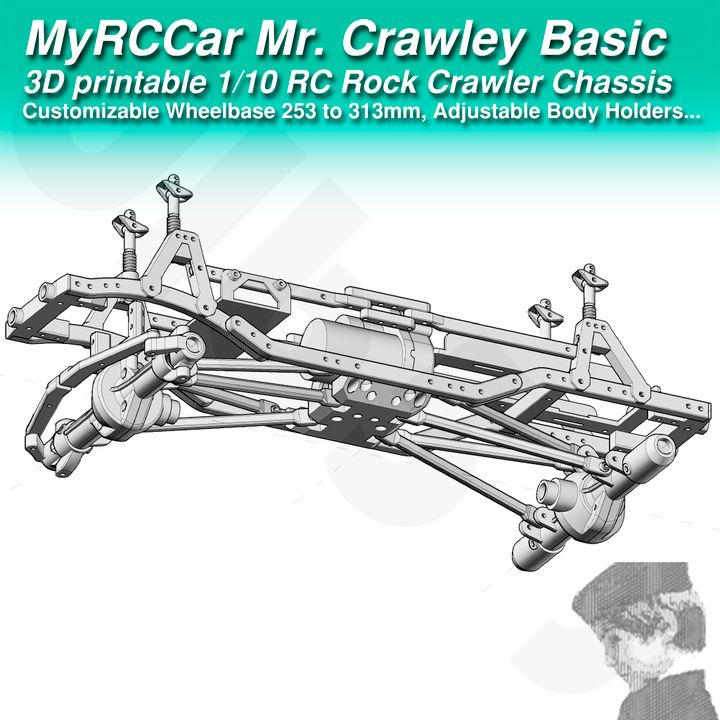 3D Printable MyRCCar Mr. Crawley Basic. 1/10 RC Rock Crawler Chassis ...