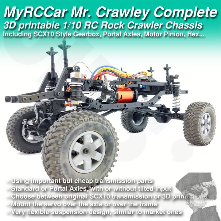 3D Printable MyRCCar Mr. Crawley Complete. 1/10 Customizable RC Rock ...