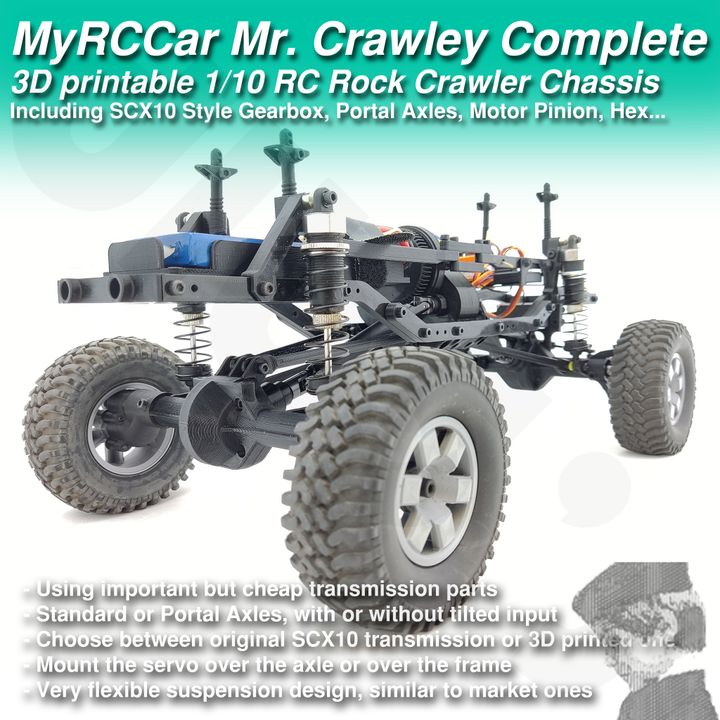 3D Printable MyRCCar Mr. Crawley Complete. 1/10 Customizable RC Rock ...
