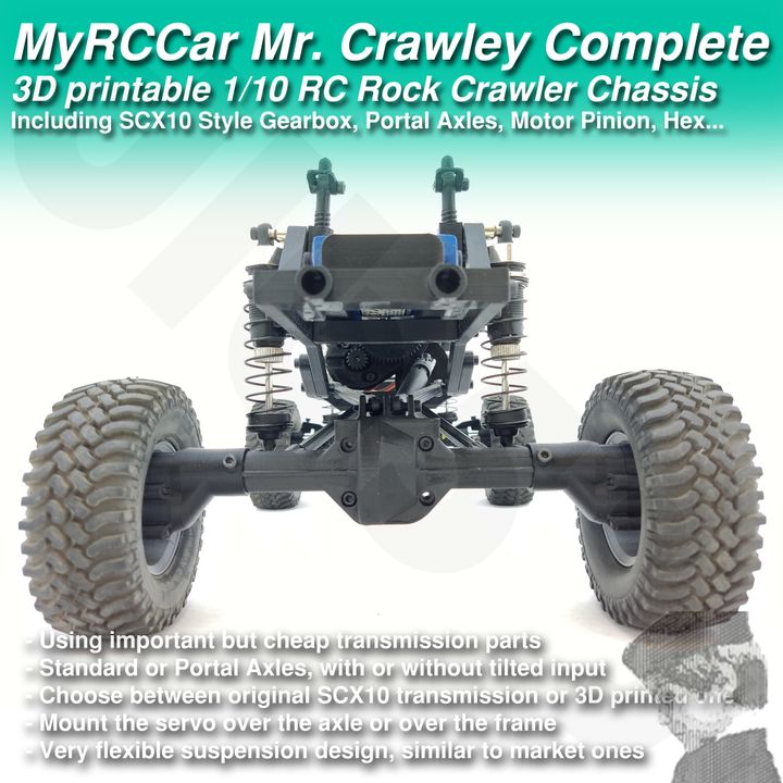 3D Printable MyRCCar Mr. Crawley Complete. 1/10 Customizable RC Rock ...