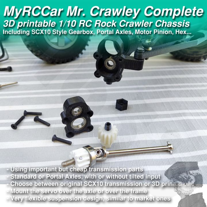 3D Printable MyRCCar Mr. Crawley Complete. 1/10 Customizable RC Rock ...