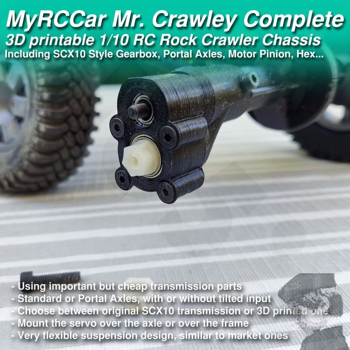 3D Printable MyRCCar Mr. Crawley Complete. 1/10 Customizable RC Rock ...