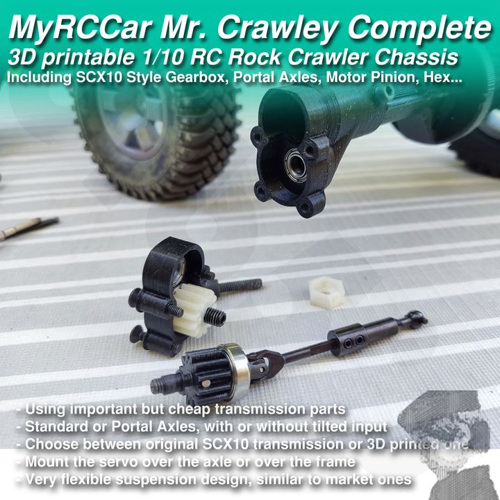 3D Printable MyRCCar Mr. Crawley Complete. 1/10 Customizable RC Rock ...