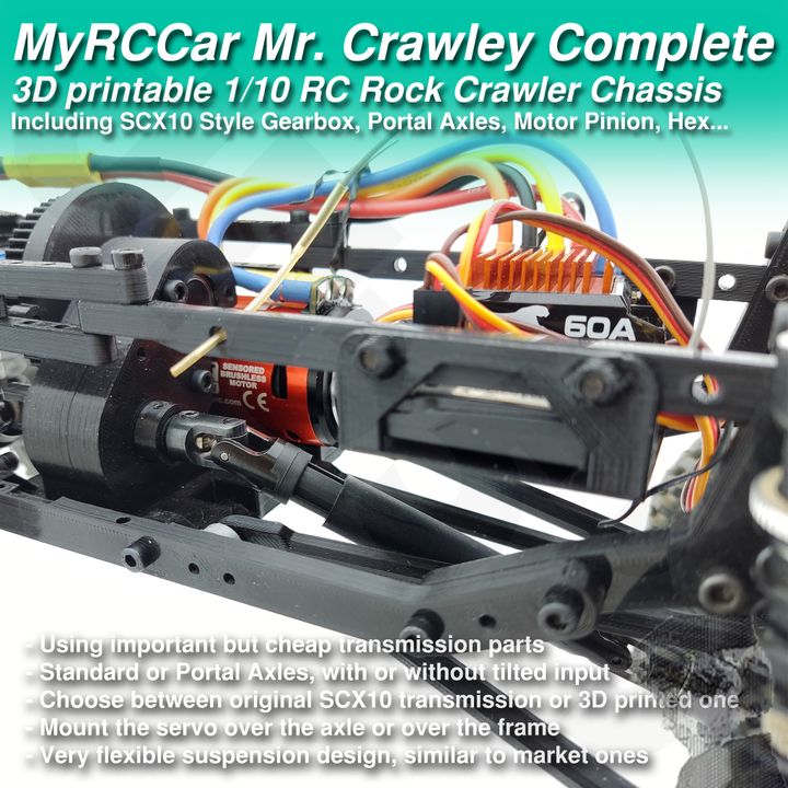 3D Printable MyRCCar Mr. Crawley Complete. 1/10 Customizable RC Rock ...