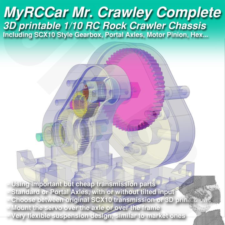 3D Printable MyRCCar Mr. Crawley Complete. 1/10 Customizable RC Rock ...