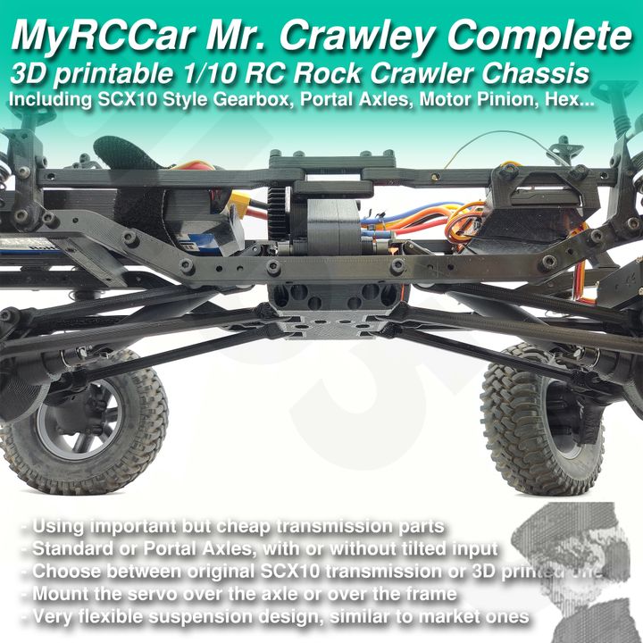 3D Printable MyRCCar Mr. Crawley Complete. 1/10 Customizable RC Rock ...
