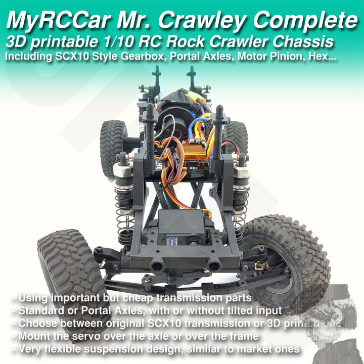 3D Printable MyRCCar Mr. Crawley Complete. 1/10 Customizable RC Rock ...