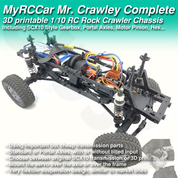 3D Printable MyRCCar Mr. Crawley Complete. 1/10 Customizable RC Rock ...