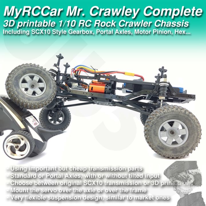 3D Printable MyRCCar Mr. Crawley Complete. 1/10 Customizable RC Rock ...