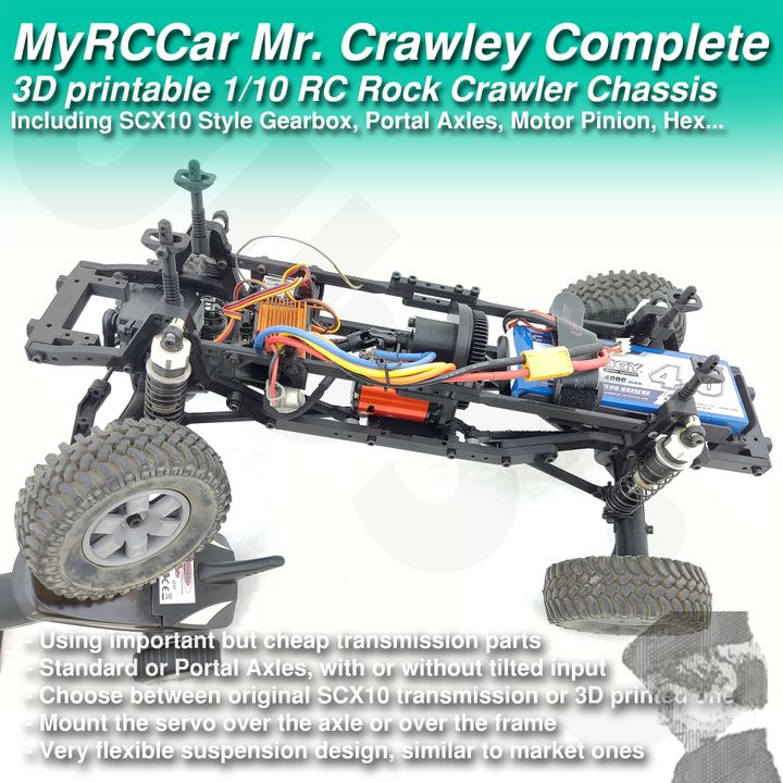 3D Printable MyRCCar Mr. Crawley Complete. 1/10 Customizable RC Rock ...