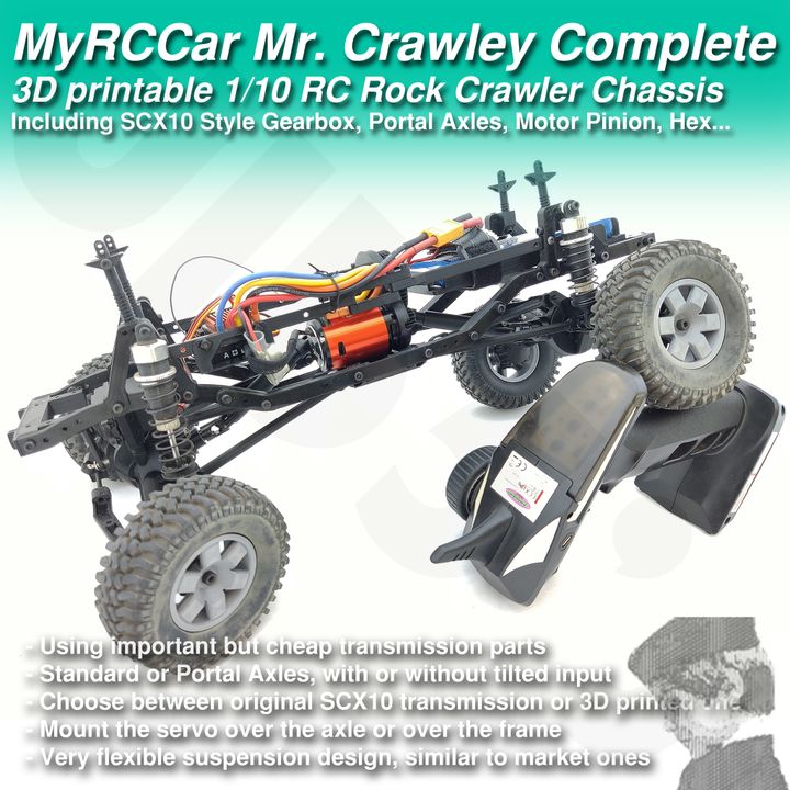 3D Printable MyRCCar Mr. Crawley Complete. 1/10 Customizable RC Rock ...