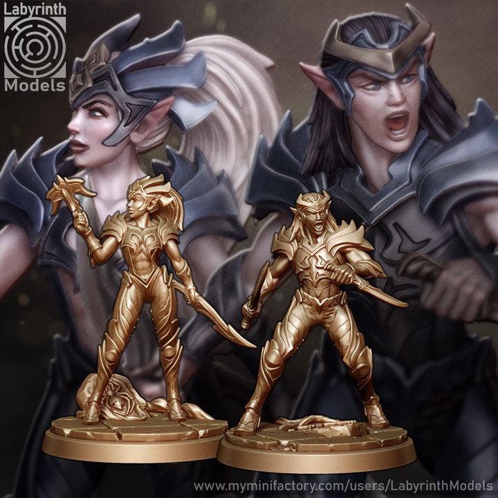 3D Printable Dark Elf Assassins - 32mm scale by Labyrinth Models