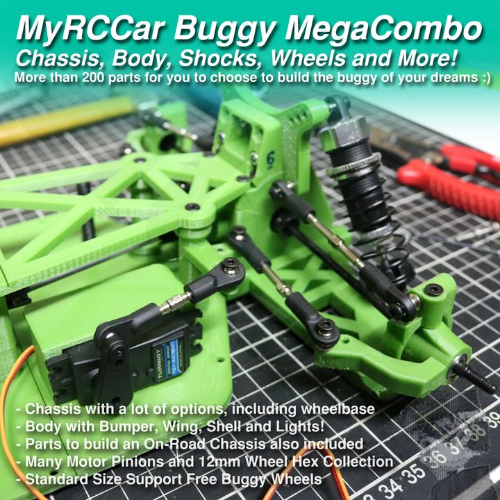3D Printable MyRCCar OBTS Buggy Mega COMBO, including Chassis, Body ...