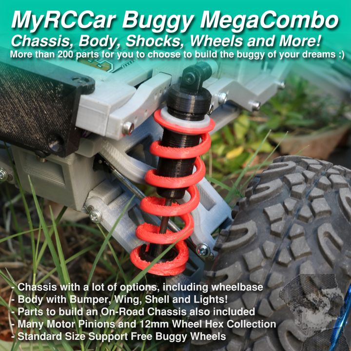 3D Printable MyRCCar OBTS Buggy Mega COMBO, including Chassis, Body ...