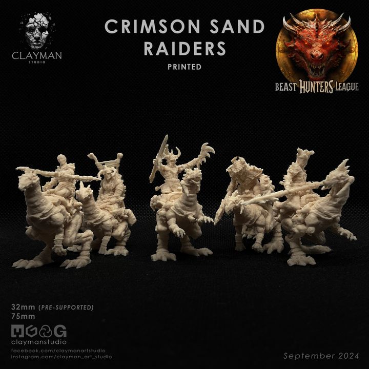 3D Printable Crimson Sand Raiders - 32mm - 75mm by Clayman Studio