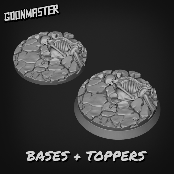 3D Printable Dried Mud and Bone Bases/Toppers 40mm Round x 5 by Goon Master