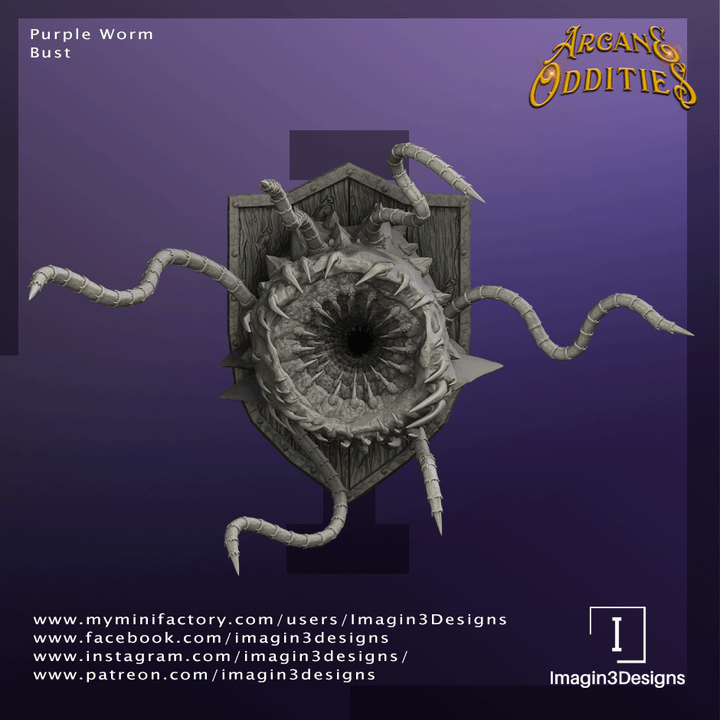 3D Printable Purple Worm Bust by Imagin3Designs