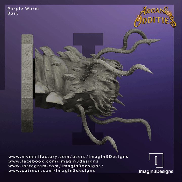 3D Printable Purple Worm Bust by Imagin3Designs