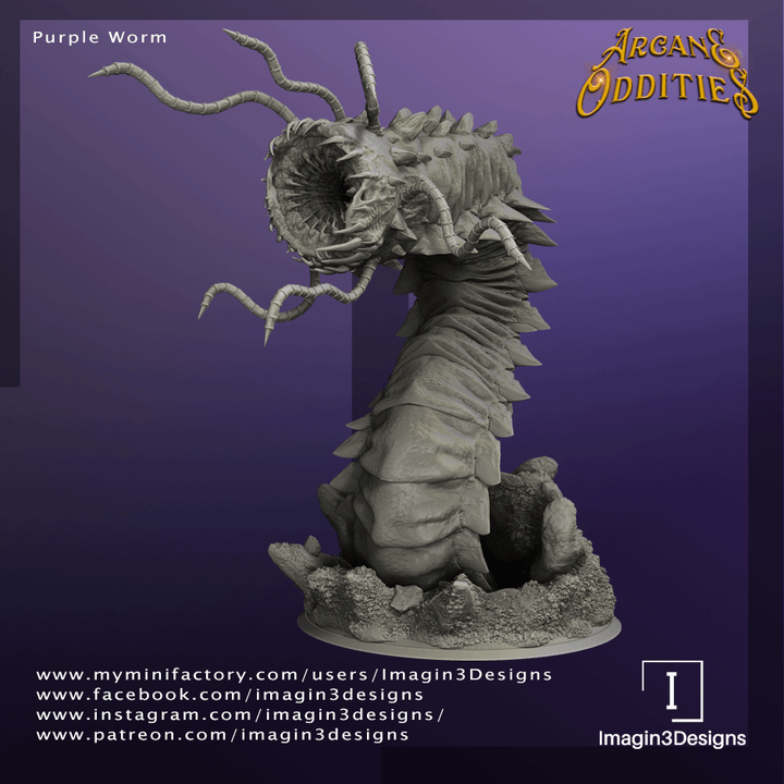 3D Printable Purple Worm by Imagin3Designs