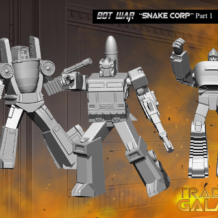 3D Printable Snake Corp Bots 1 by Traders Galaxy Miniatures and Games