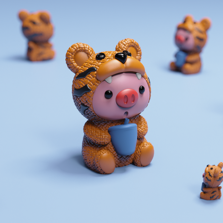 3D Printable Piggy Tiger Costume / Cute Knitted Beast Model ...