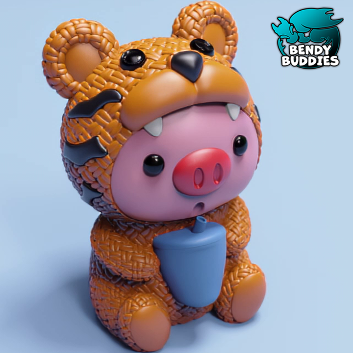 3D Printable Piggy Tiger Costume / Cute Knitted Beast Model ...