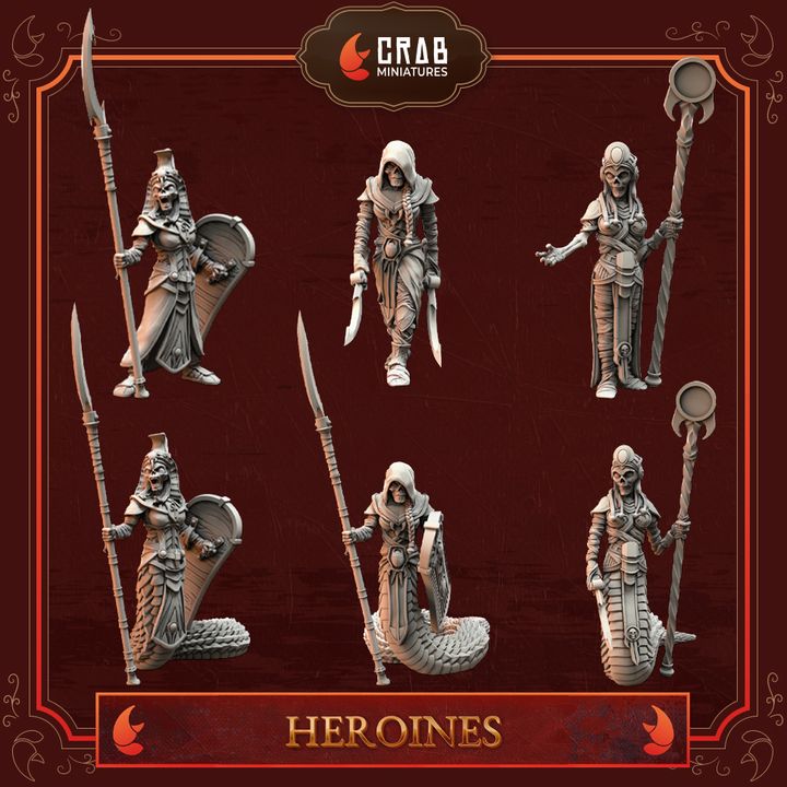3D Printable Pharaoh's Legacy: Heroines by Crab Miniatures