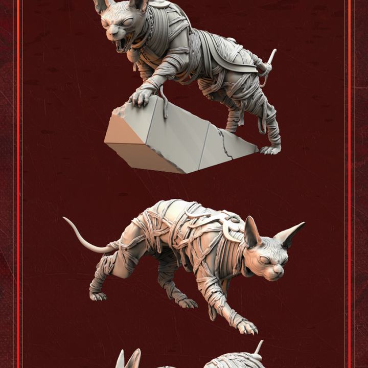 3D Printable Pharaoh's Legacy: Sphynx Cats by Crab Miniatures