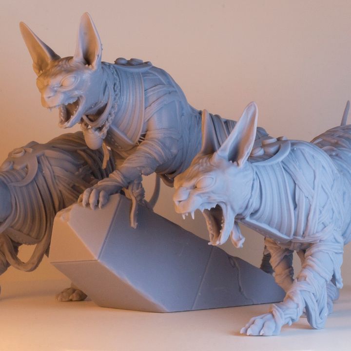 3D Printable Pharaoh's Legacy: Sphynx Cats by Crab Miniatures