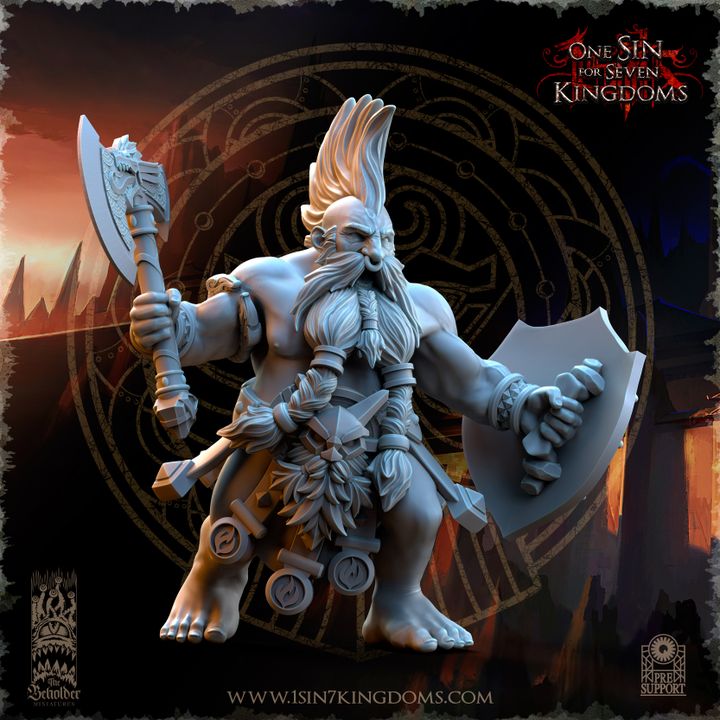 3D Printable Tharin Fyrebeard by The Beholder Miniatures